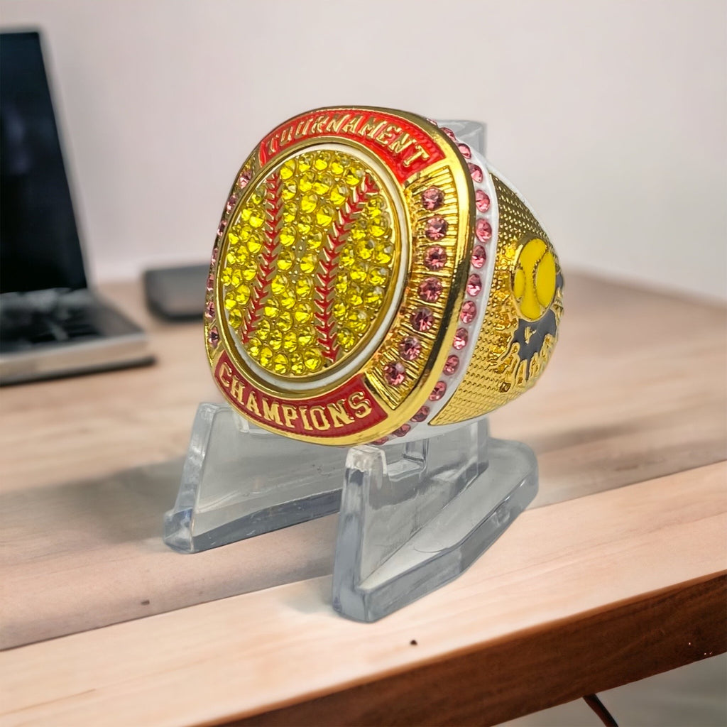 White & Gold Baseball Softball Championship Ring – Legacy Rings